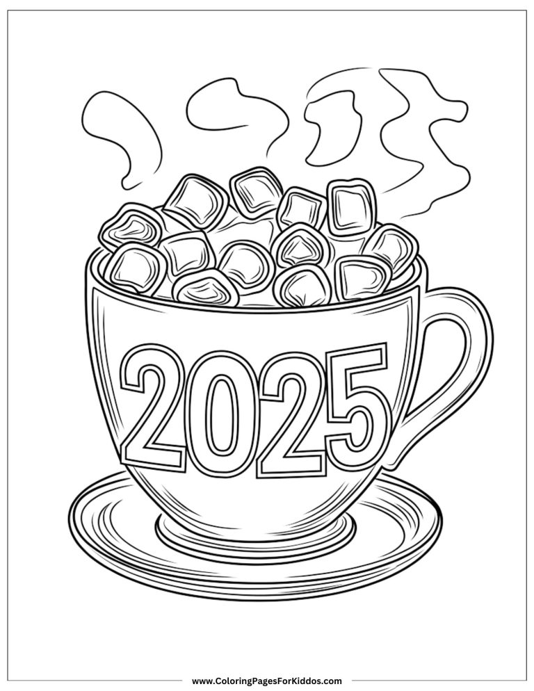 New Year's Coloring Pages: 48 Free Printable PDFs